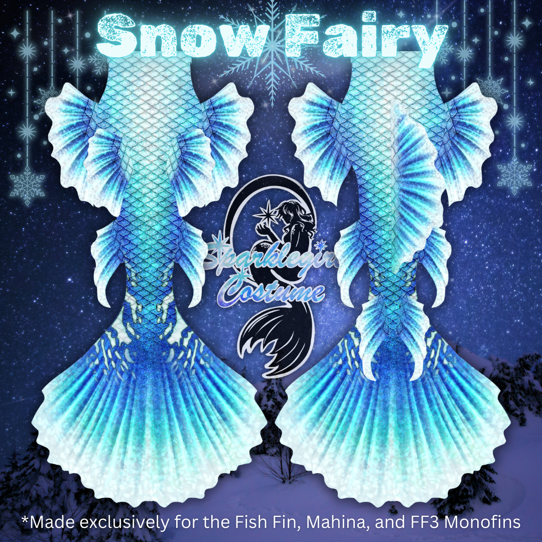 Snow Fairy DELUXE Fabric Mermaid Tail | Sparklegirl Costume and Design